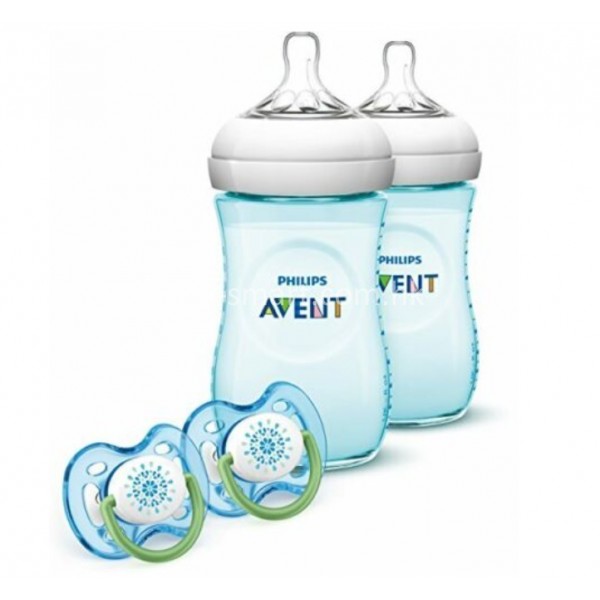 Avent Natural PP 嬰兒奶瓶藍綠色禮品套裝 (9oz X 2, 安撫奶咀X2) *8折* - Baby Smart 家兒寶寶